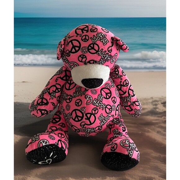 GANZ | Toys | Ganz Peace Sign Be Happy Plush Bear 3 Justice Heart Teddy ...